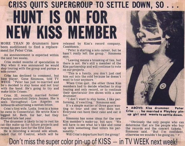 18. May 1980: Peter Criss officially leaves Kiss – Kiss Timeline